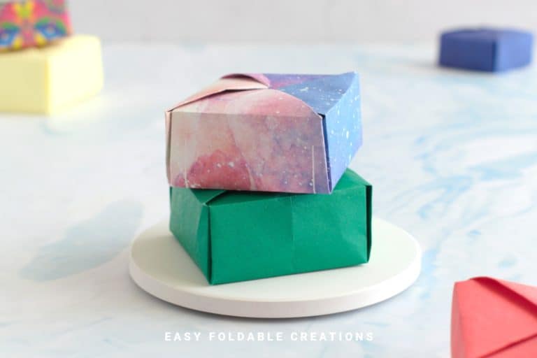 Square Origami Box (With Interlocking Lid) | Easy Foldable Creations