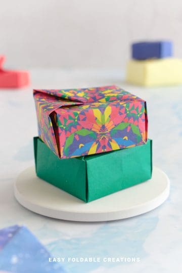 Square Origami Box (With Interlocking Lid) | Easy Foldable Creations