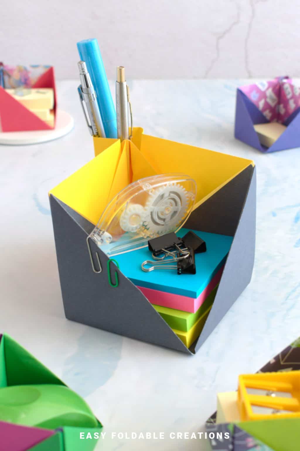 Cube DIY Desk Organizer | Easy Foldable Creations