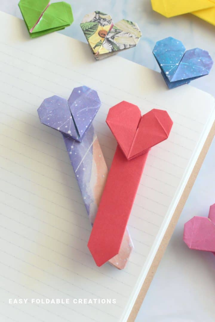 Long Heart Origami Bookmark | Easy Foldable Creations