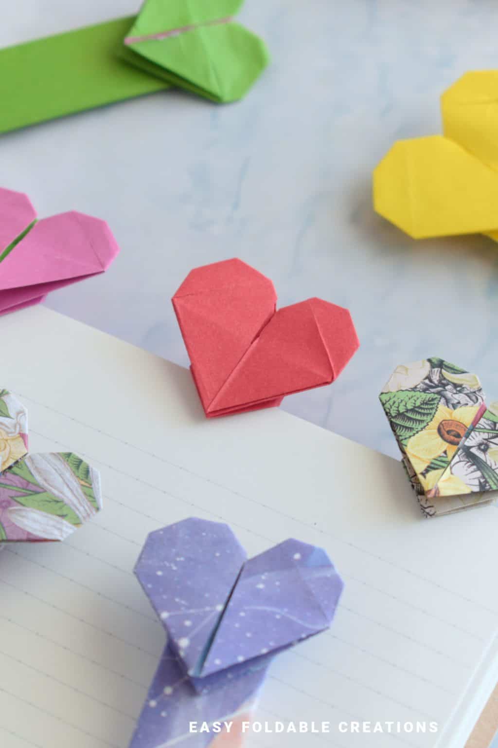Long Heart Origami Bookmark | Easy Foldable Creations