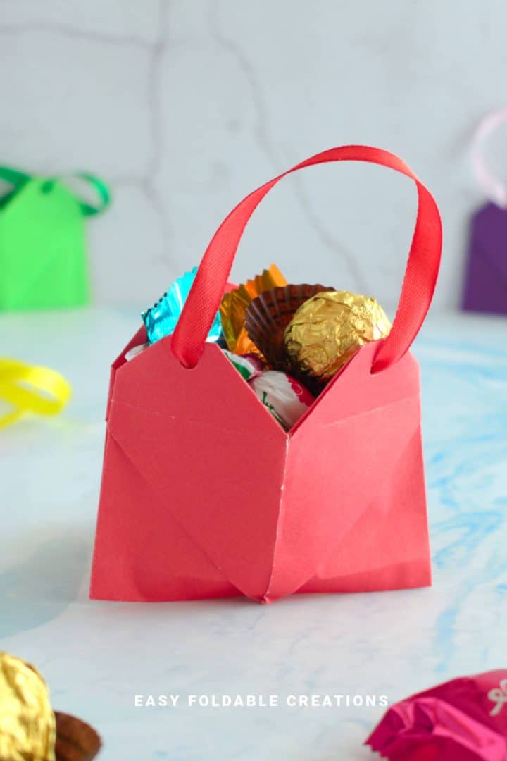 Heart DIY Paper Gift Bag With Handles | Easy Foldable Creations