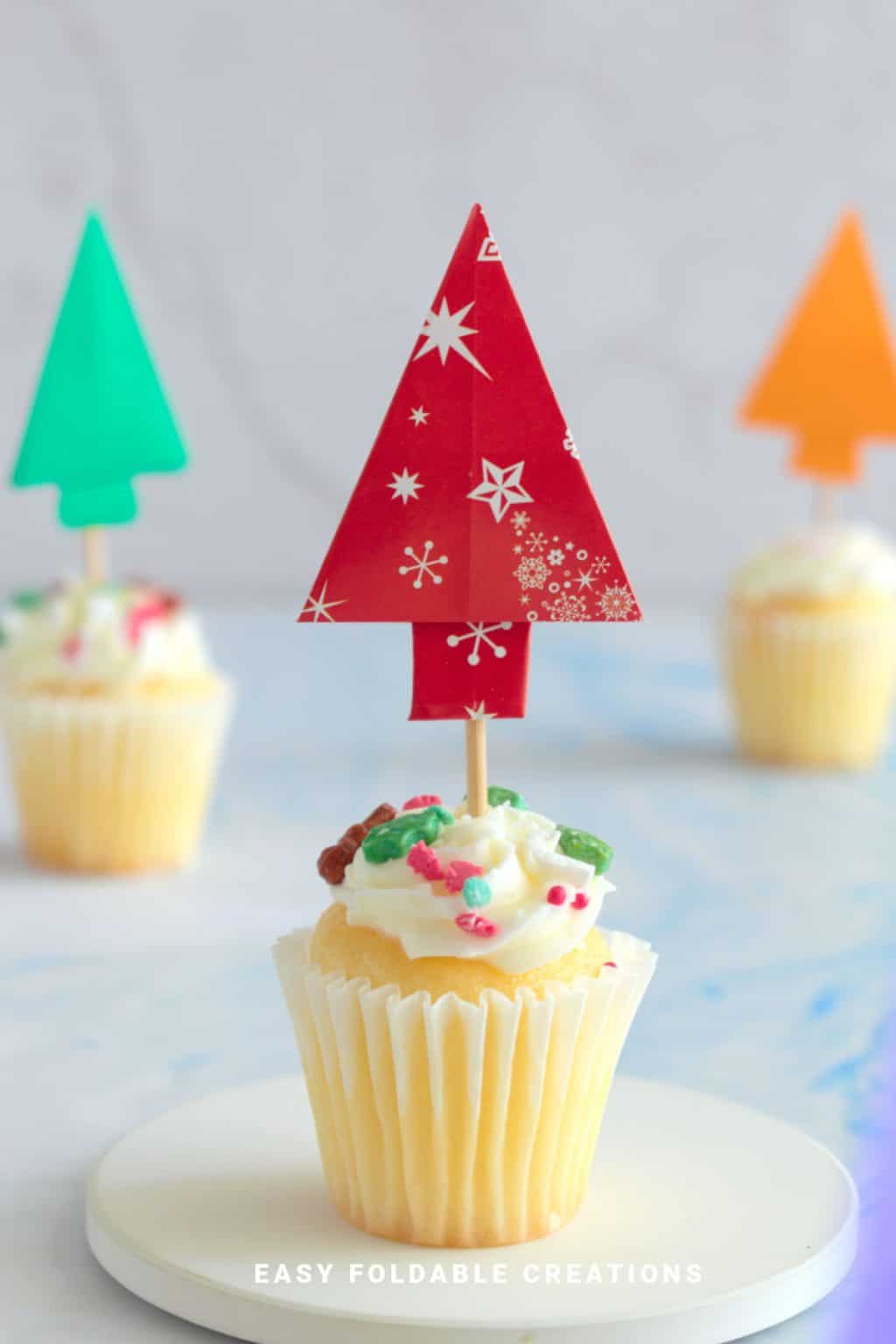 DIY Christmas Tree Cake Toppers | Easy Foldable Creations