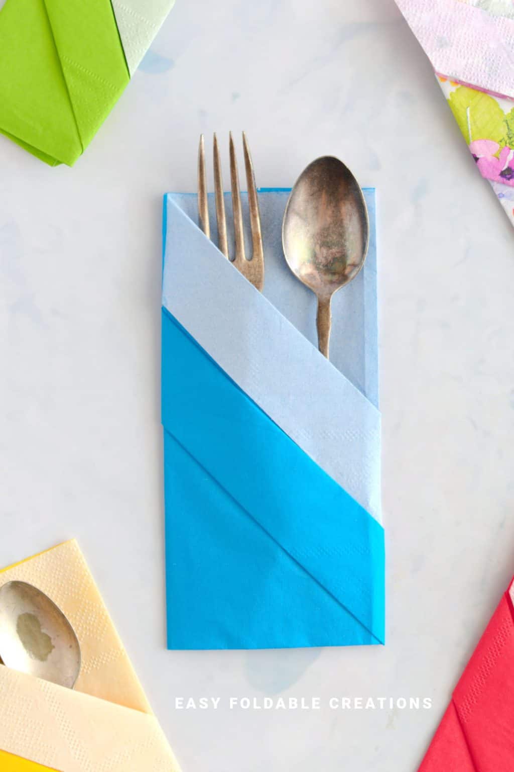 Double Diagonal Pocket Napkin Fold | Easy Foldable Creations