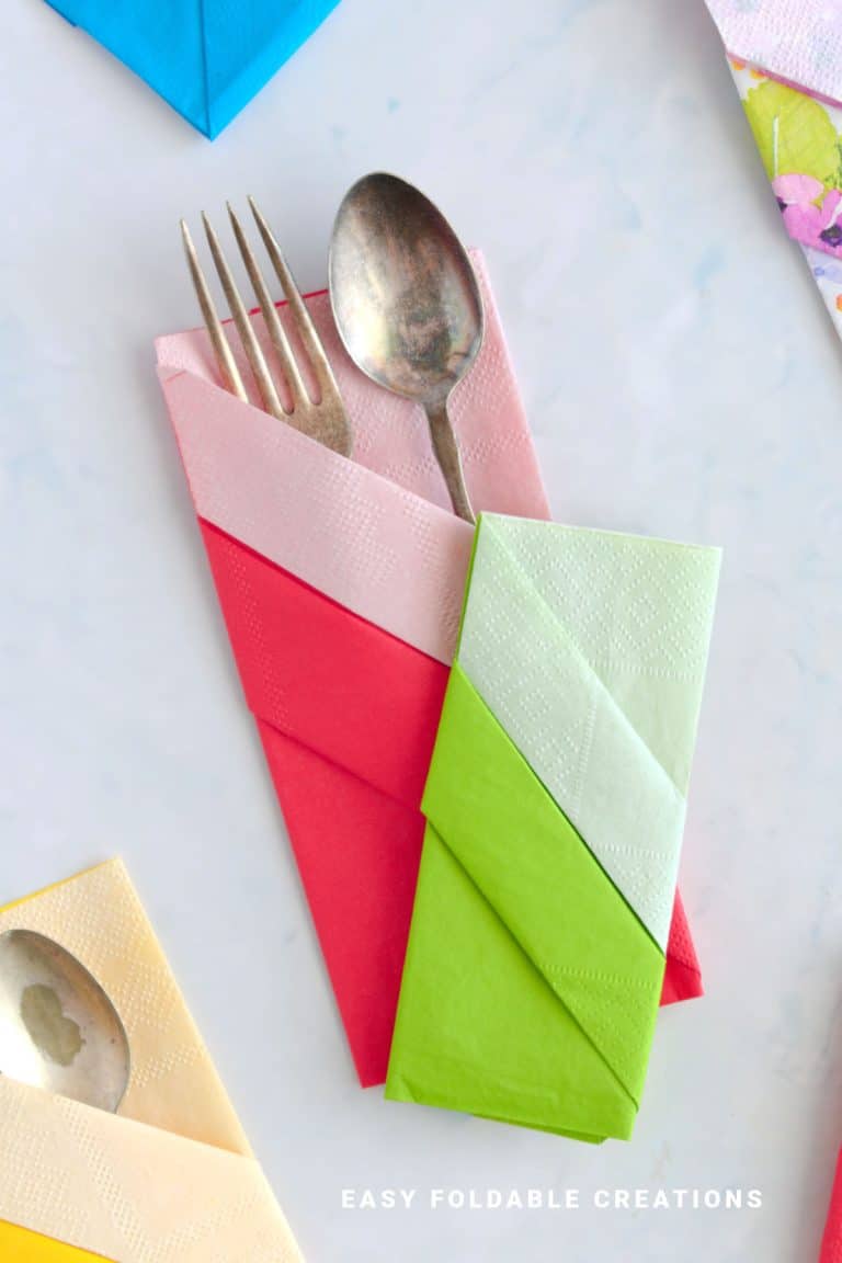 Double Diagonal Pocket Napkin Fold | Easy Foldable Creations