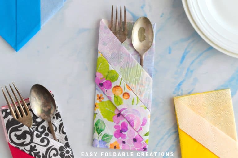 Double Diagonal Pocket Napkin Fold | Easy Foldable Creations