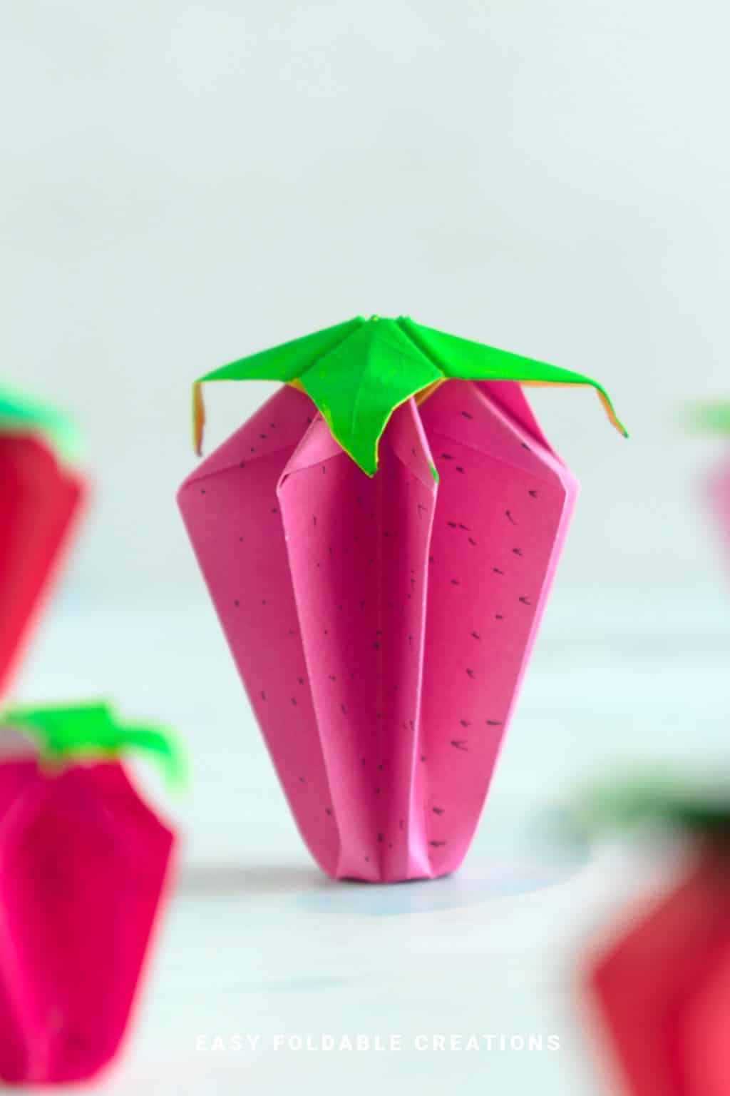 3D Origami Strawberry | Easy Foldable Creations